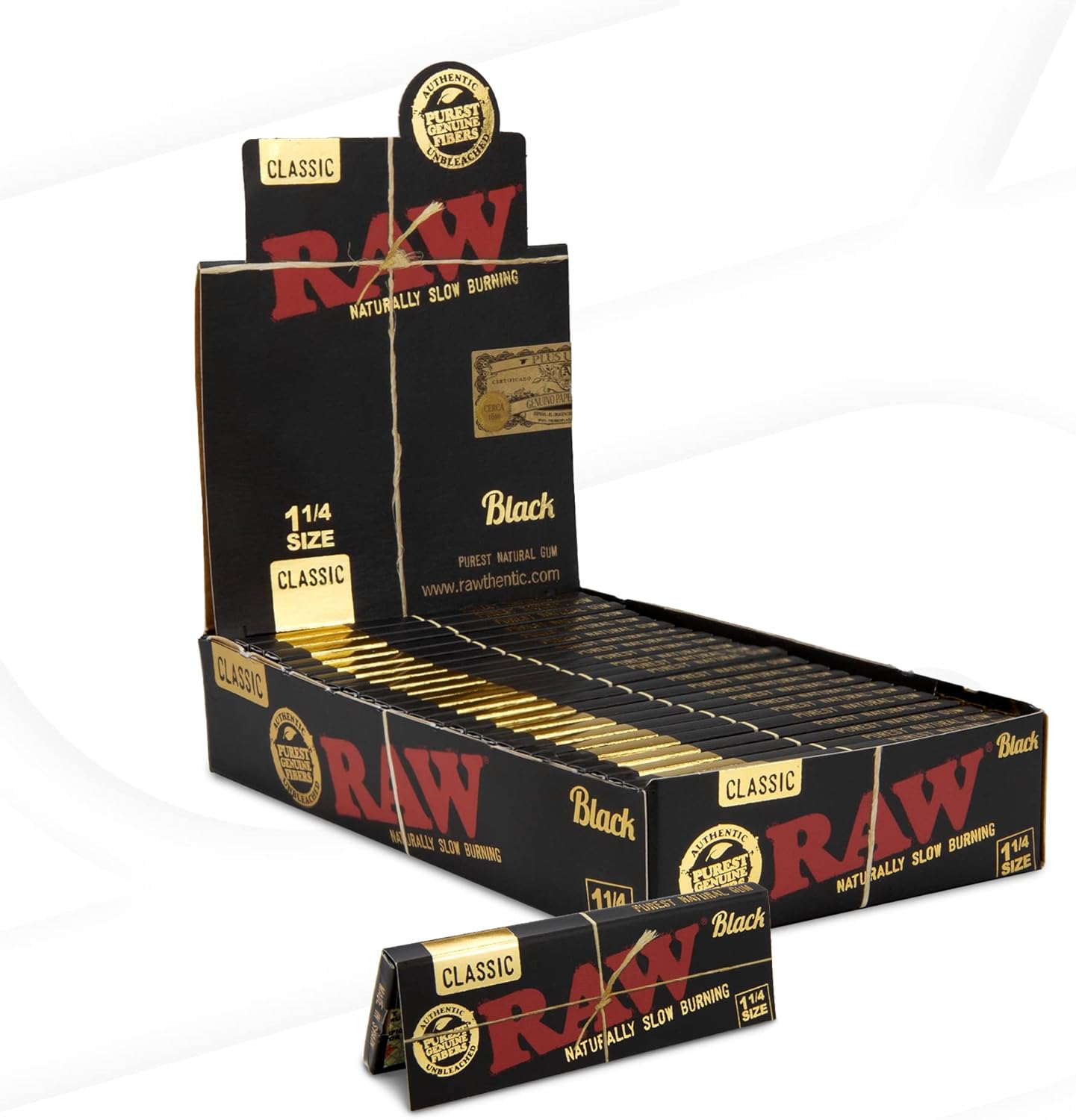 RAW CLASSIC 1 1/4 ROLLING PAPERS BLACK - 24CT - Big Smoke Distro